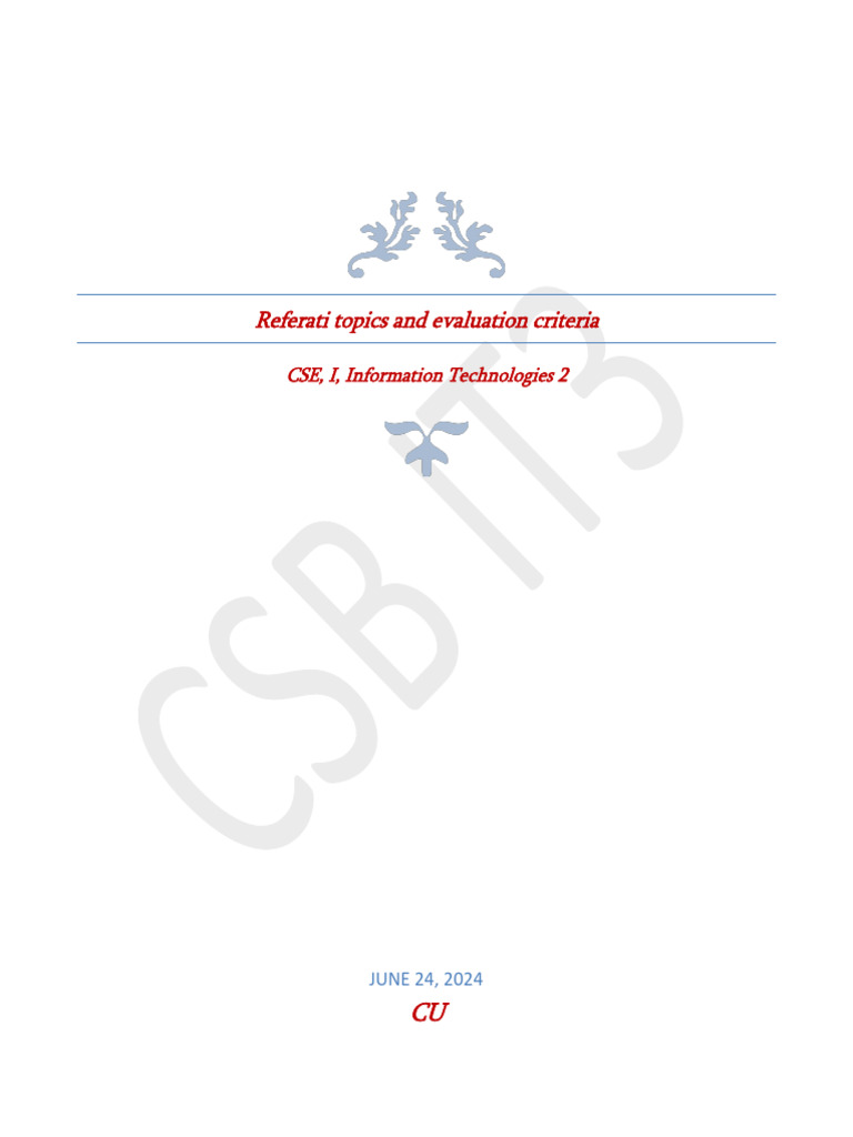Referati Topics and Evaluation Criteria | PDF | Microsoft Excel ...