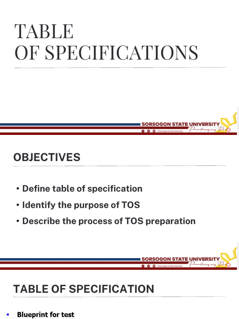 Preparing a Table of Specifications Assessment in Learning | PDF ...