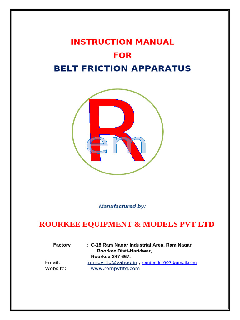 Belt Friction Apparatus Manual | PDF
