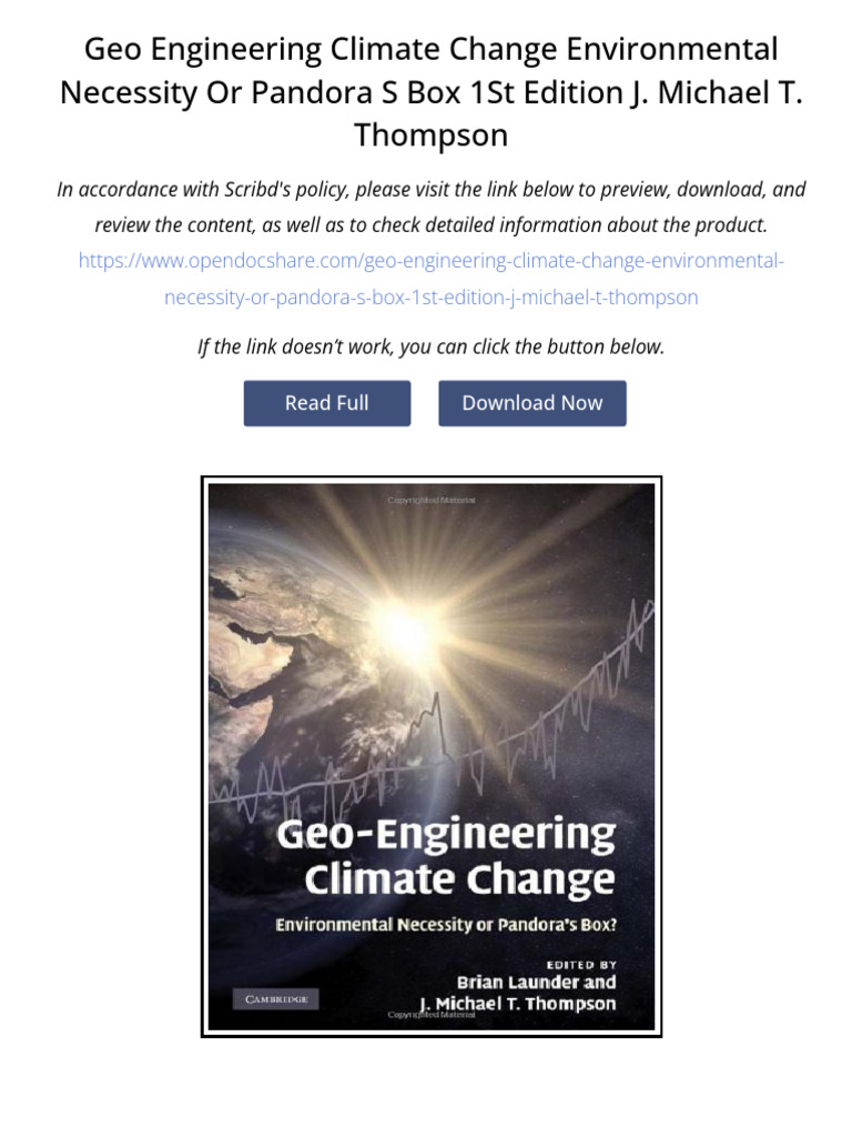 Geo Engineering Climate Change Environmental Necessity or Pandora s Box ...