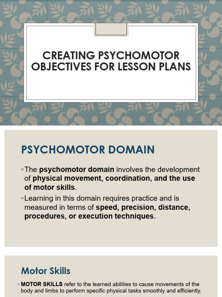 Creating Psychomotor Objectives For Lesson Plans | PDF | Perception ...