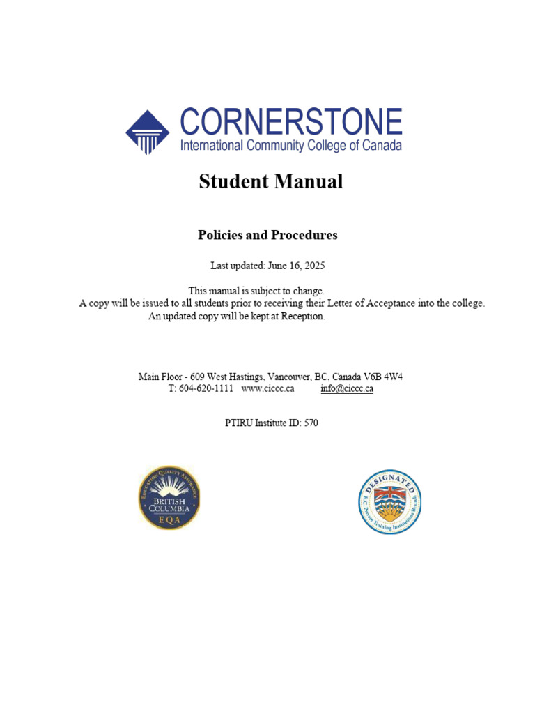 Cornerstone Student Manual June 2025 - PTIRU | PDF | Credit Card