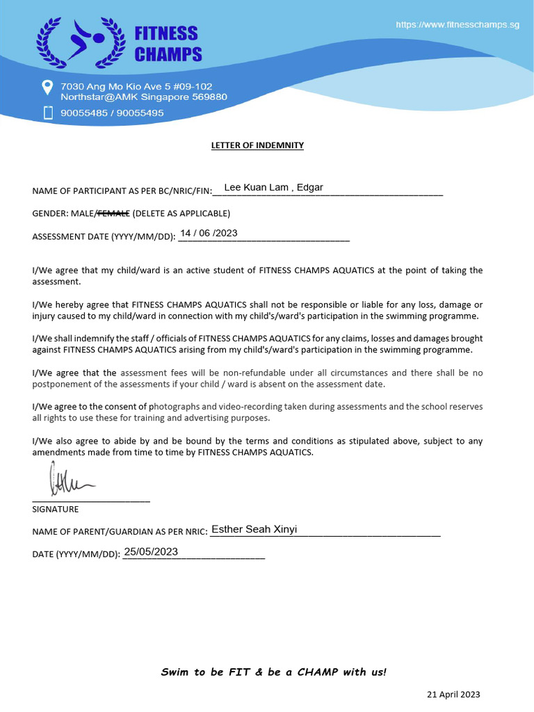 Indemnity Form PDPA Forms_May 2023_Edgar | PDF | Private Law | Justice