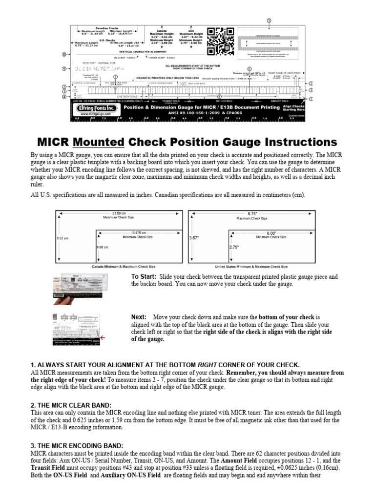 MICR Position Gauge Instructions | PDF | Encodings