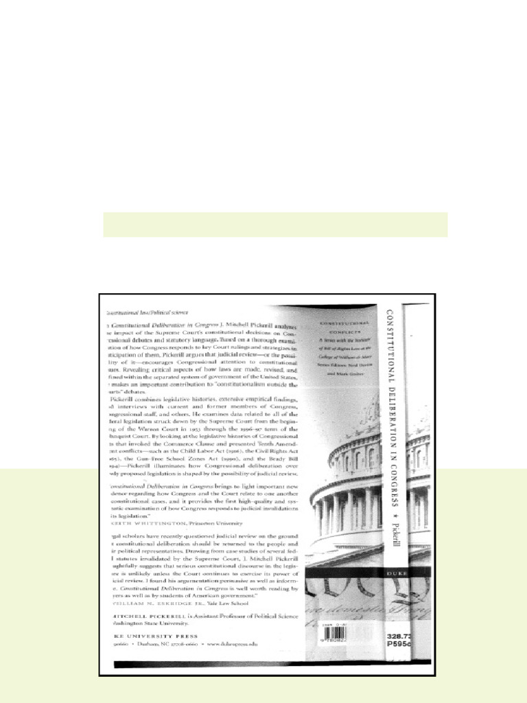 Constitutional Deliberation In Congress The Impact Of Judicial Review ...