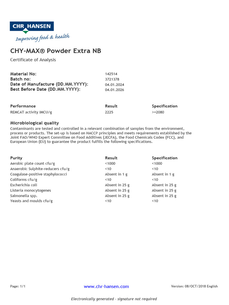 Coa Chy-max Powderextranb 142514 3721378 En | PDF