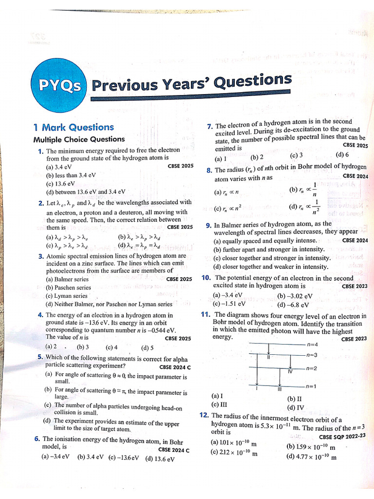 Atom Modern Physics Class 12th Cbse Board | PDF