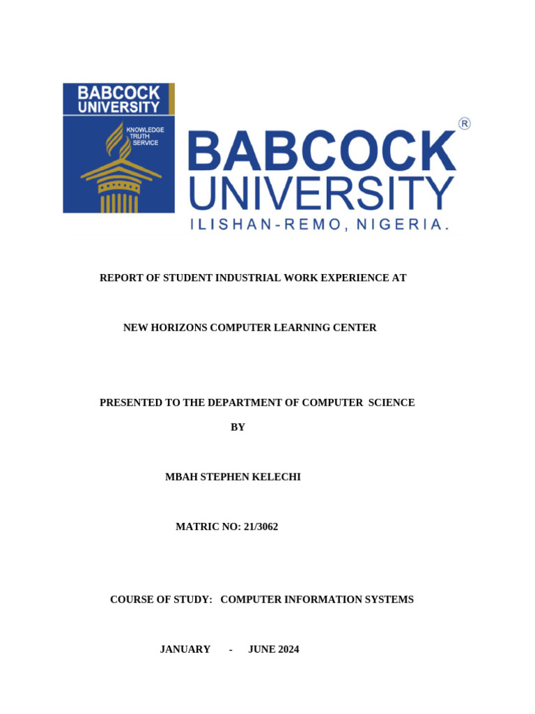 Report of Student Industrial Work Experience | PDF | Parameter ...