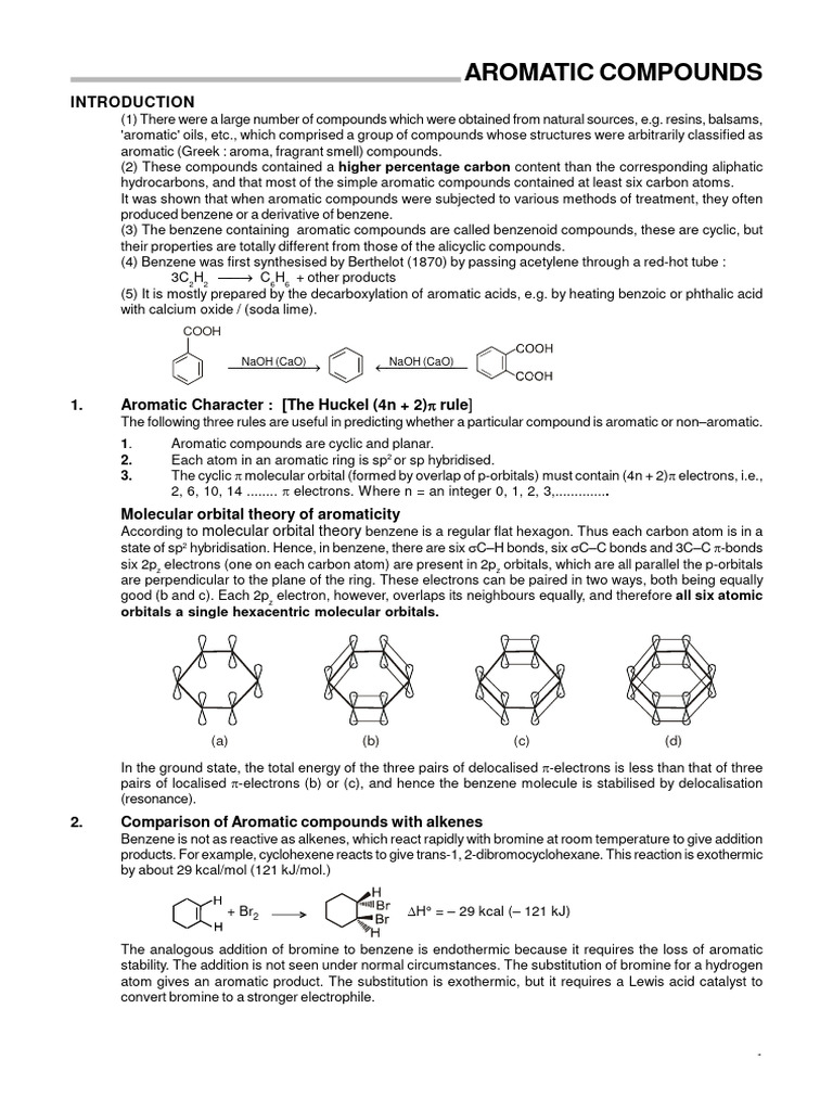 Aromatic Compound Theory E | PDF | Aromaticity | Chemical Reactions