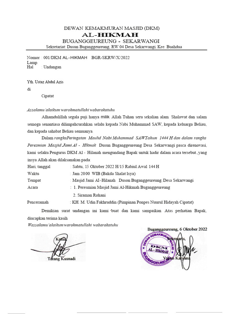 Surat Undangan DKM Edit | PDF