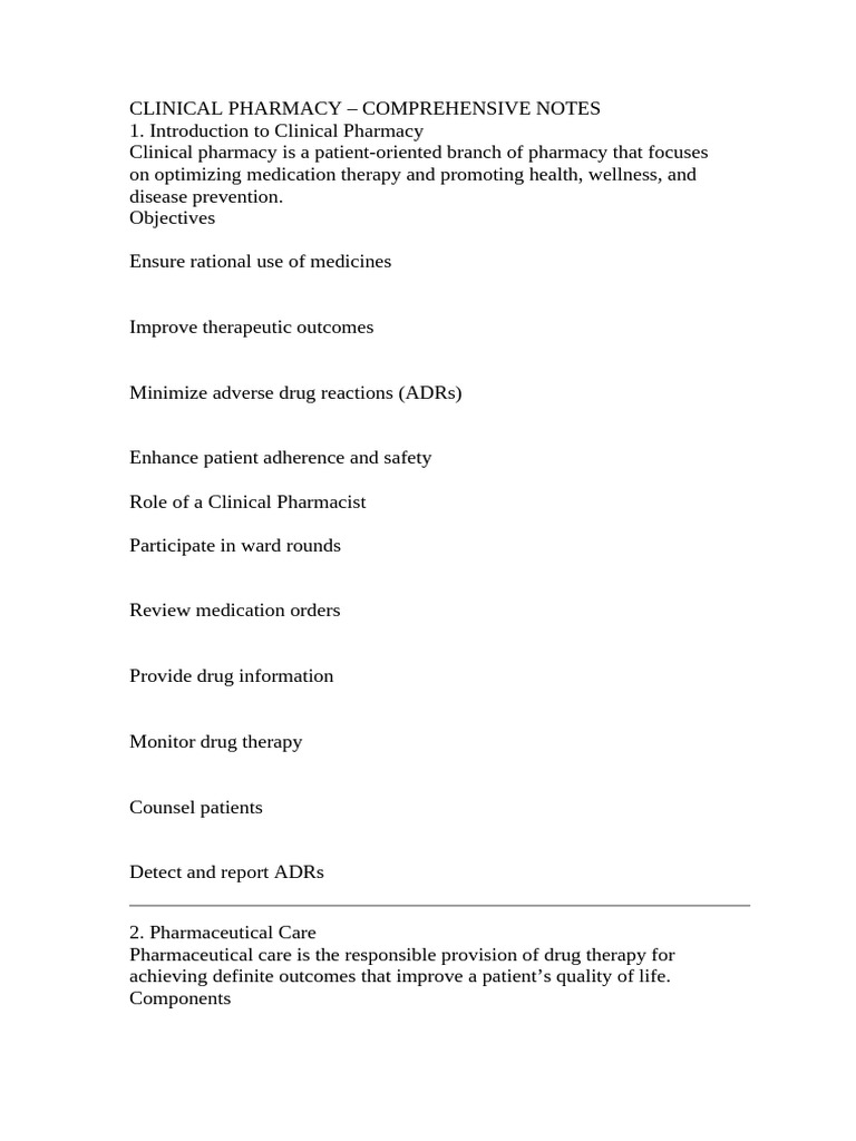 Clinical Pharmacy Overview and Practices | PDF | Pharmacy | Clinical Trial