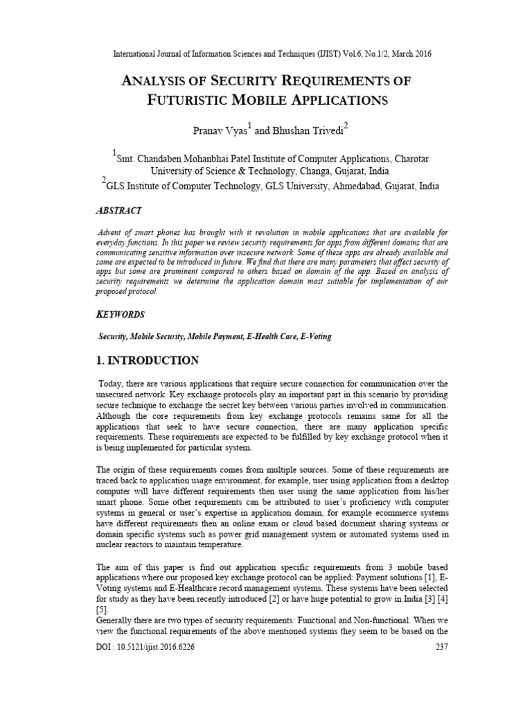 ANALYSIS OF SECURITY REQUIREMENTS OF FUTURISTIC MOBILE APPLICATIONS ...