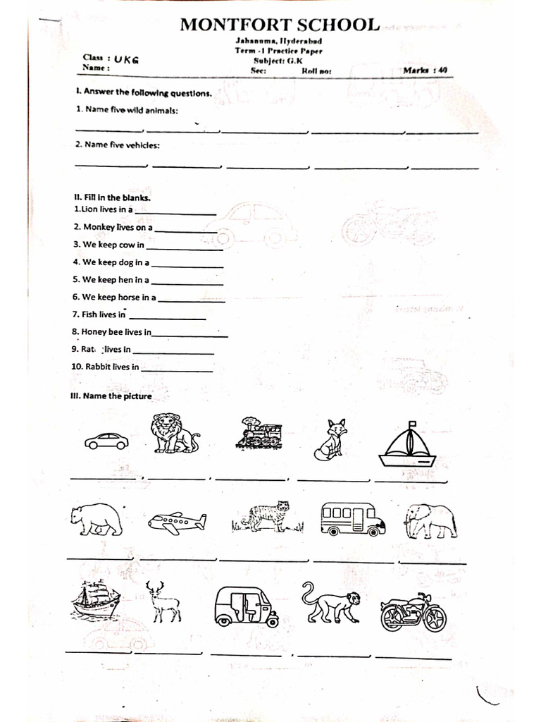 Ukg - Gk.practice Paper | PDF
