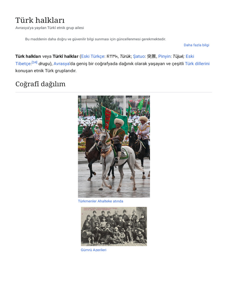 Türk Halkları - Vikipedi (1) | PDF