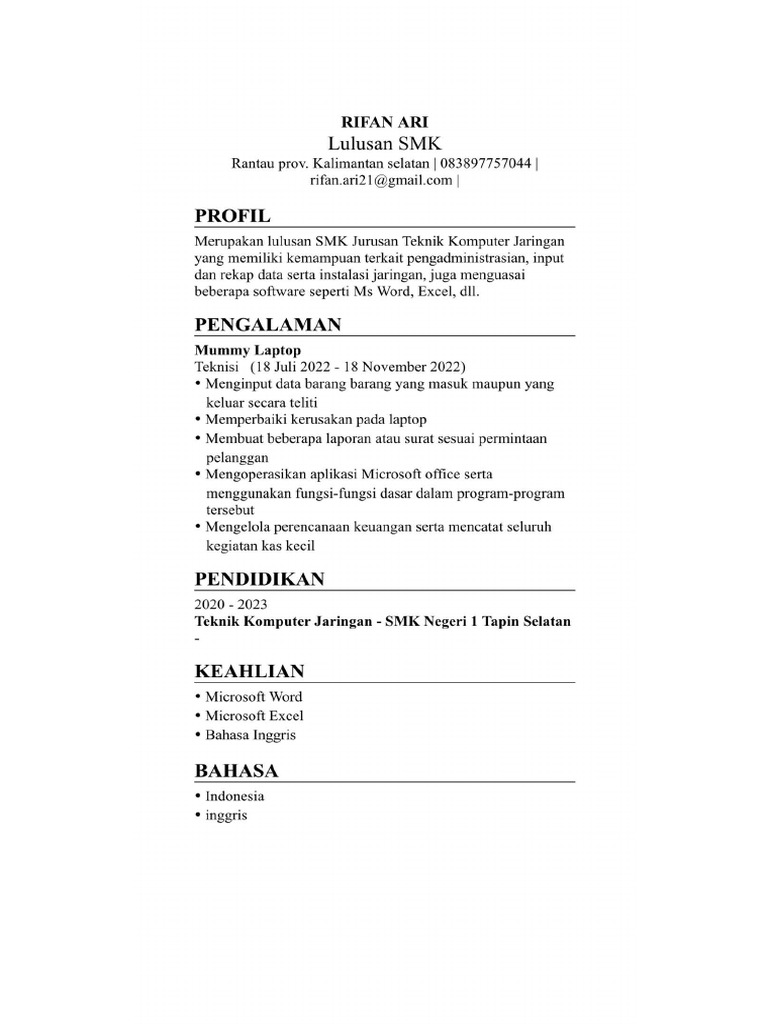 CV Rifan | PDF