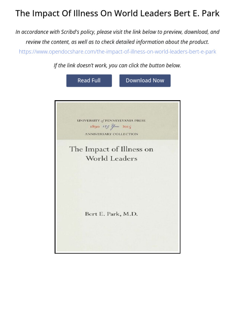 The Impact of Illness on World Leaders Bert E. Park | PDF | Winston ...