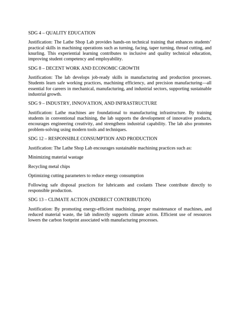 SDG Mapping For | PDF | Machining | Climate Change Mitigation