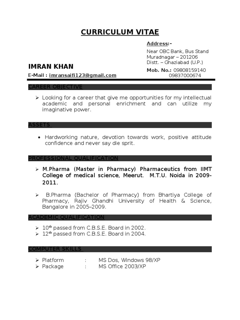 IMRAN CV | PDF