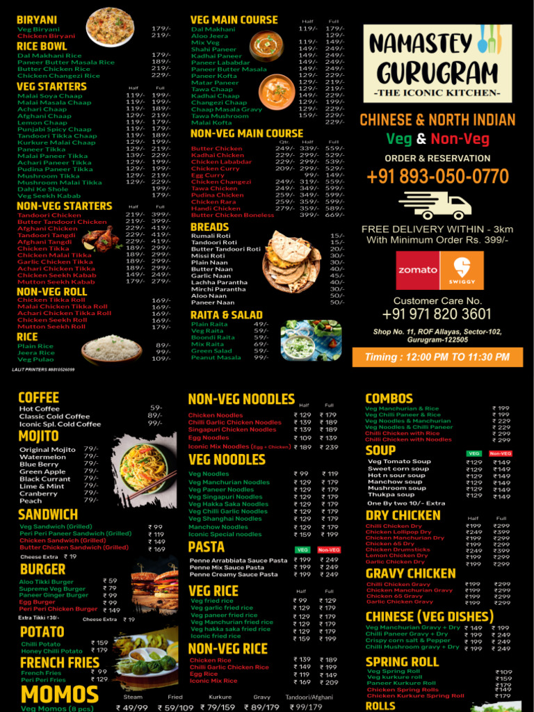 Namaste Gurugram Menu-1 | PDF