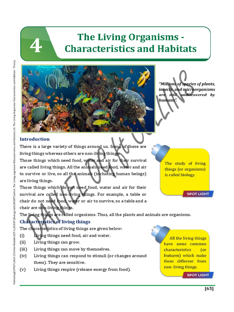 Characteristics of Living Things From PROF AUDU | PDF | Desert | Habitat