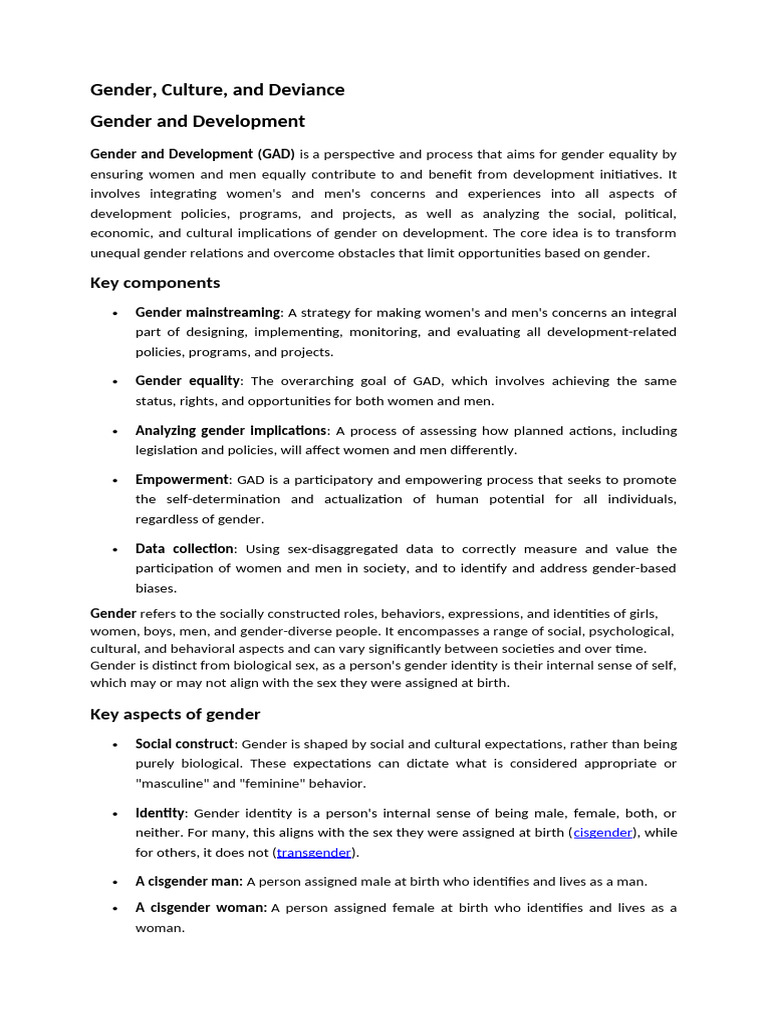 Gender, Culture, and Deviance Explained | PDF | Gender | Gender Studies