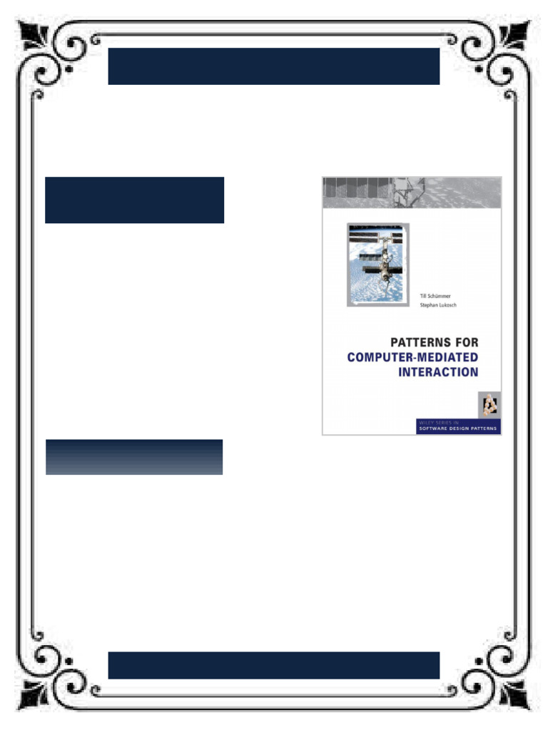 Patterns for Computer Mediated Interaction 1st Edition by Till Schummer ...