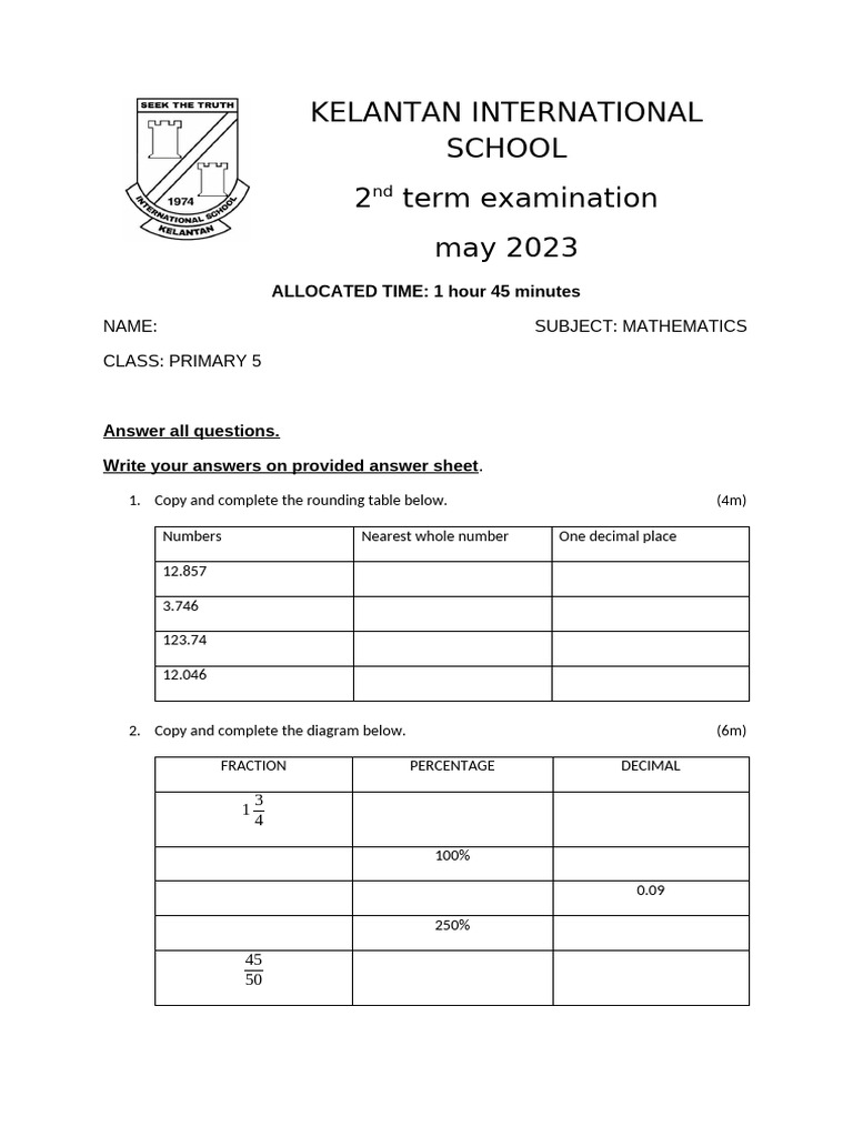 Pp5 2nd Term 2223 | PDF