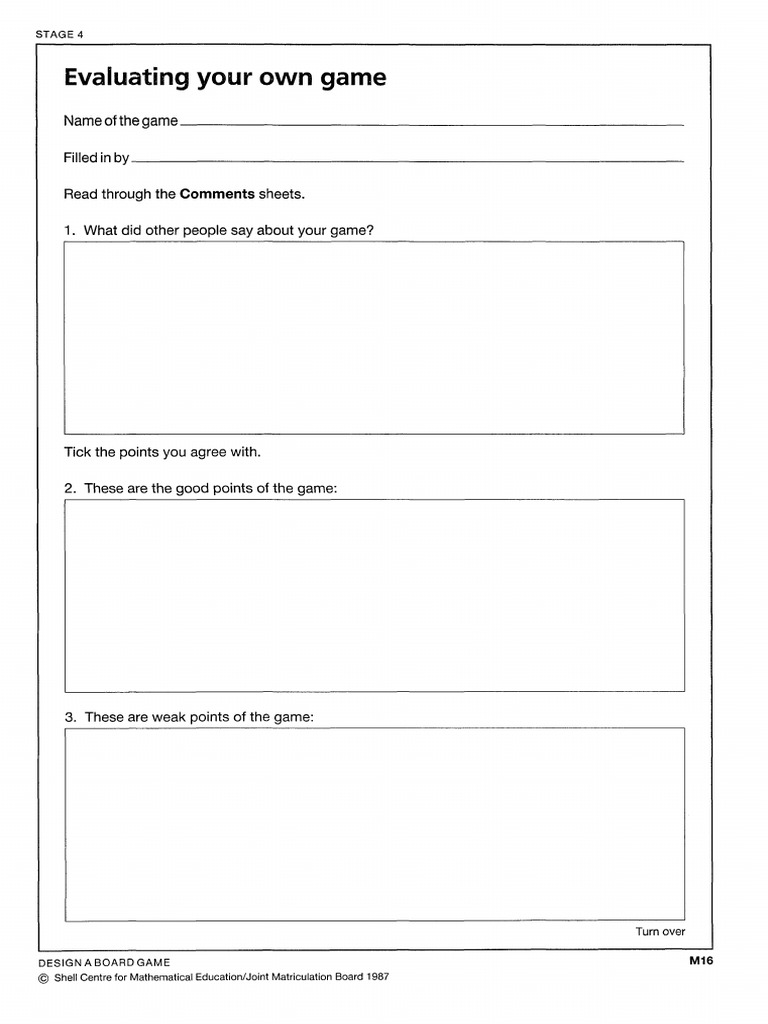 Board Game Evaluation Guide | PDF