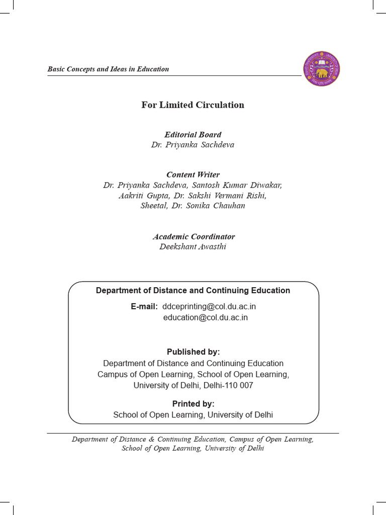 Basic Cconcepts and Ideas in Education_Binder | PDF | Learning | Psychology