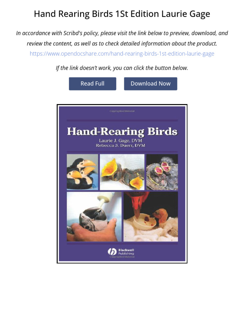 Hand Rearing Birds 1st Edition Laurie Gage | PDF | Birds | Zoo