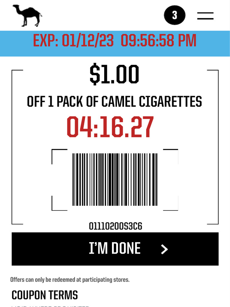 Speedway Coupon for Camel Cigarettes | PDF