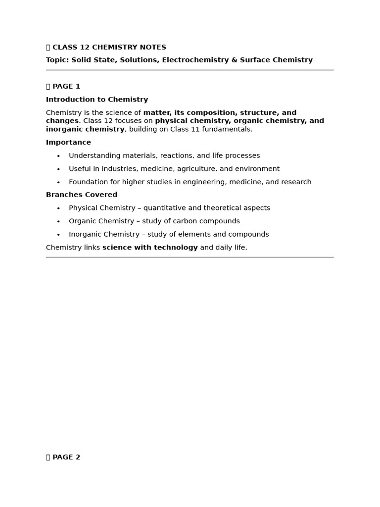 ? Class 12 Chemistry Notes | PDF | Electrochemistry | Crystal Structure