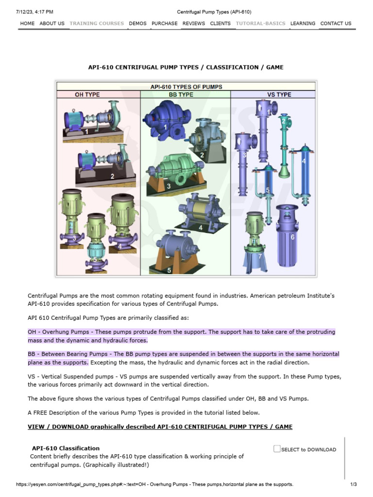 API-610 Centrifugal Pump Types Guide | PDF | Pump | Chemical Equipment