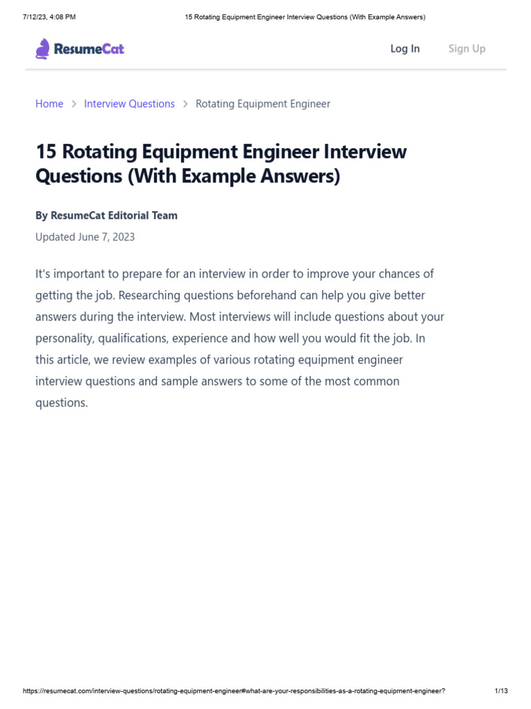 15 Rotating Equipment Engineer Interview Questions (With Example ...