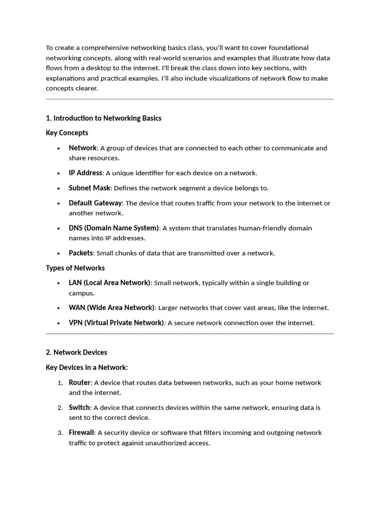 To Create a Comprehensive Networking Basics Class | PDF | Computer ...