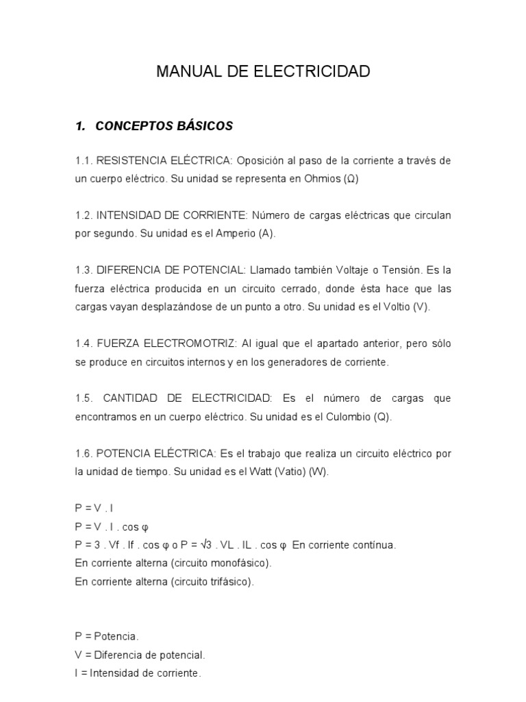 Manual de Electricidad | PDF