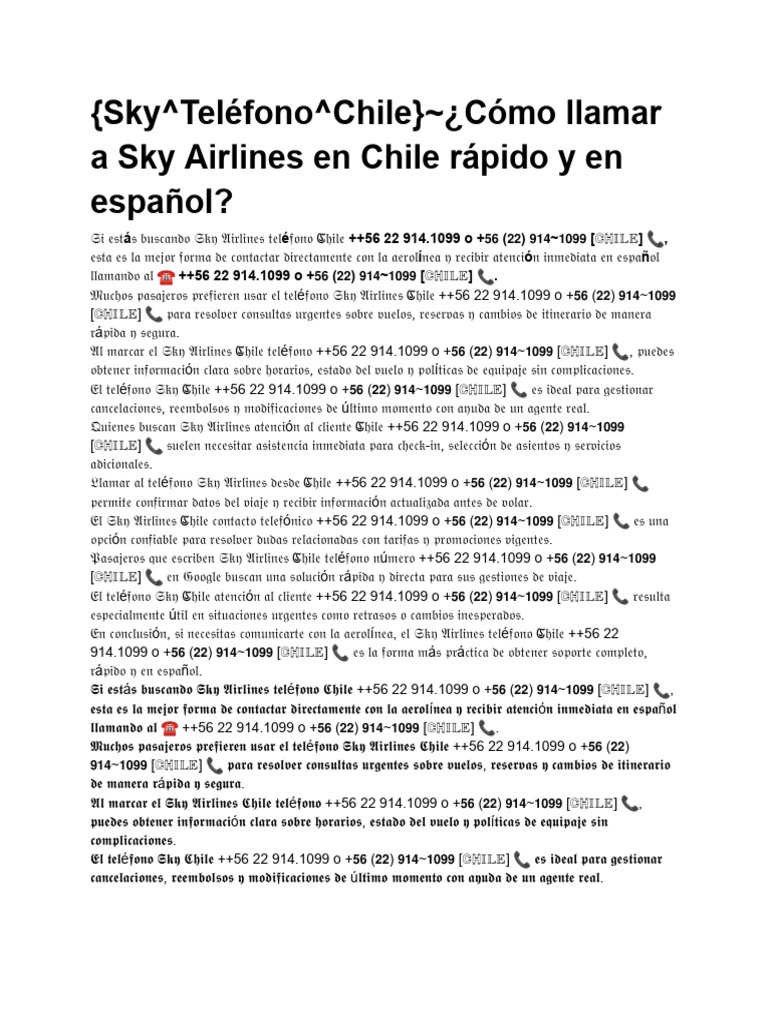 (Sky Teléfono) ¿Cómo Llamar A Sky Airlines en Chile Rápido y Enespañol ...