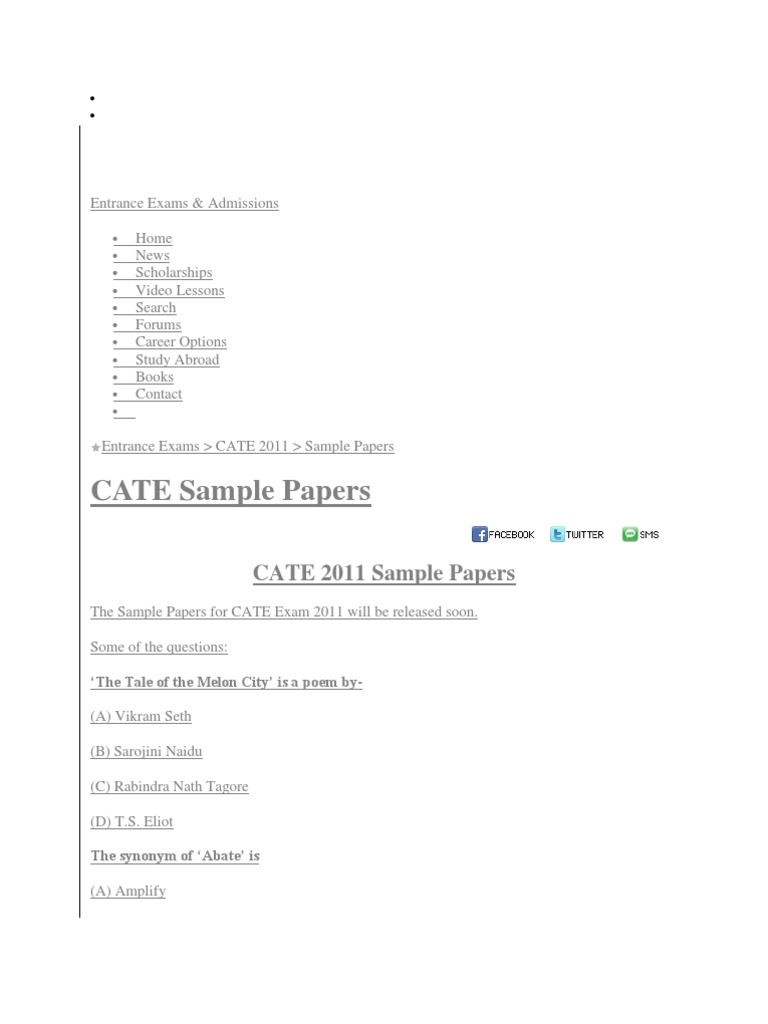 Cate Sample Paper | Download Free PDF | Tests | Educational Assessment ...