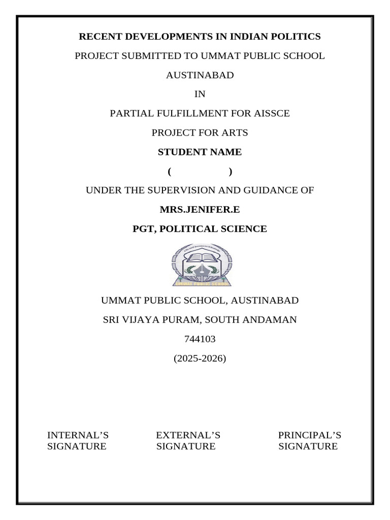 Political Science Project Front Pages | PDF