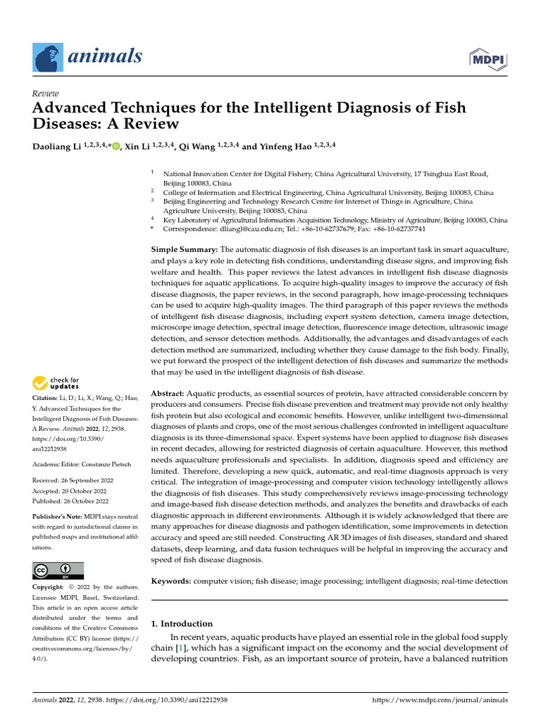 Advanced Techniques For The Intelligent Diagnosis of Fish Diseases A ...