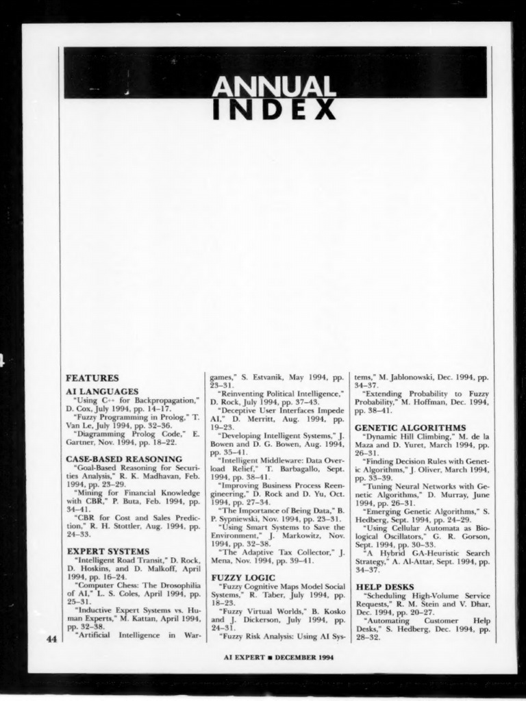 Sim Ai-Expert 1994 9 Index | PDF | Artificial Intelligence ...
