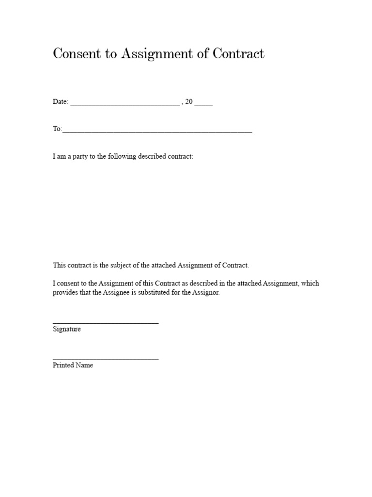 Consent to Assignment of Contract | PDF