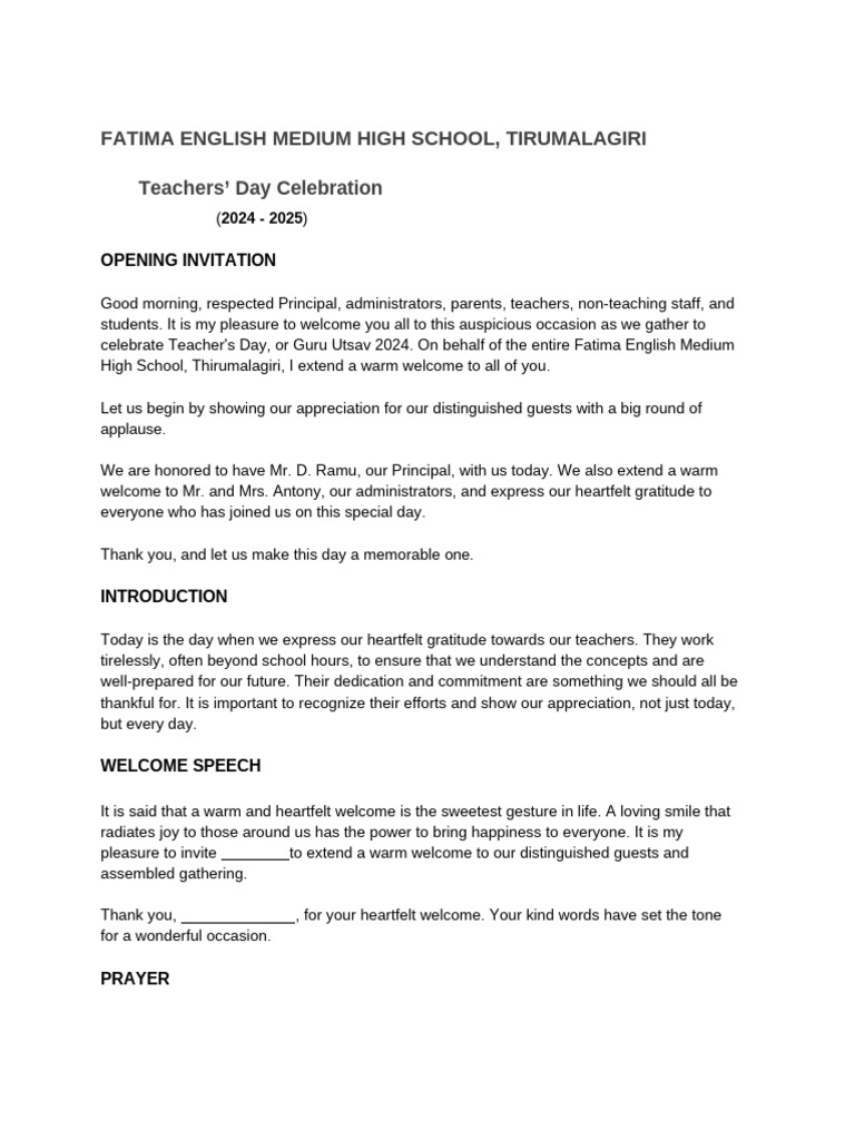 MC Script for the Teachers' Day | PDF