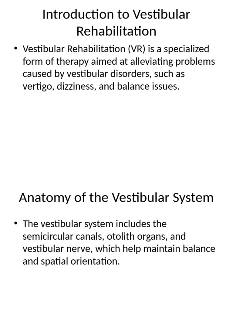 Vestibular Rehabilitation for Balance Issues | PDF | Vertigo ...