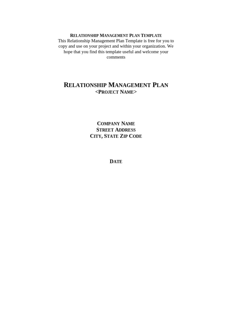 Relationship-Management-Plan | PDF | Customer Relationship Management ...