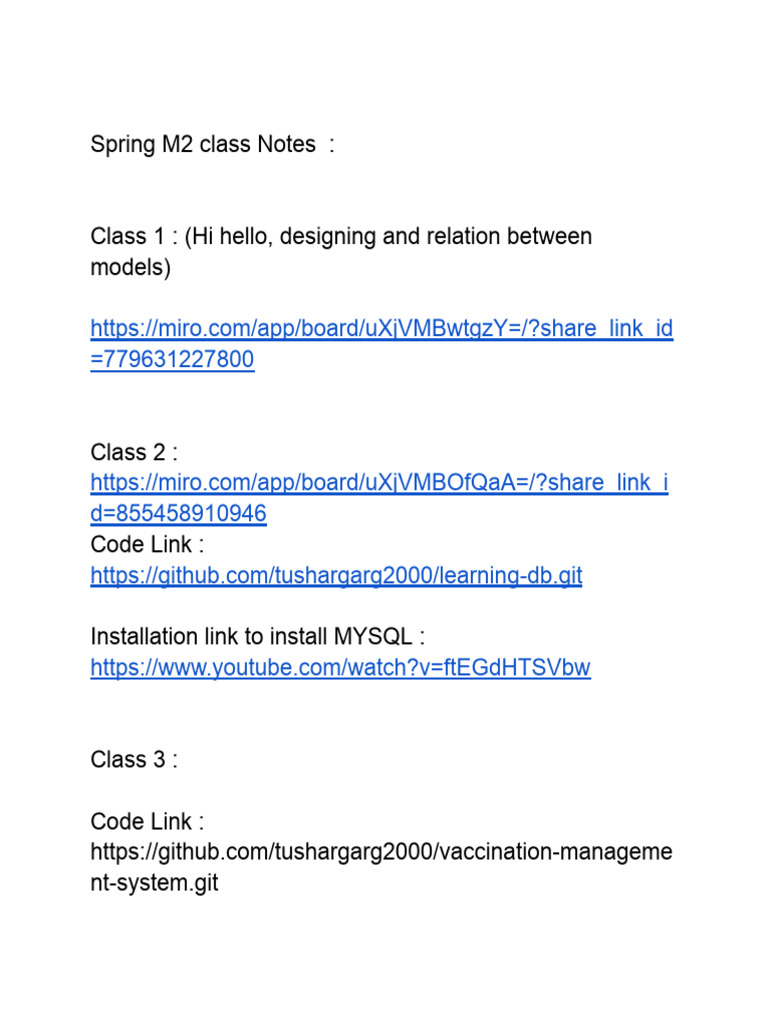 Spring M2 Class Notes | PDF