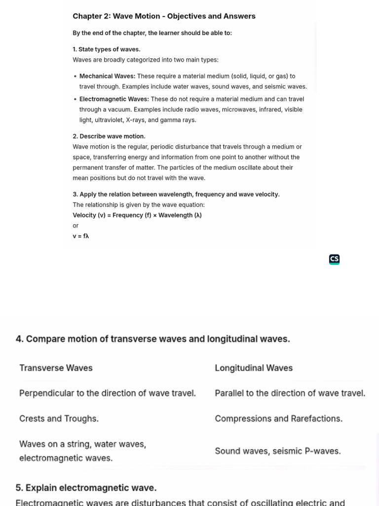 Physics F4 Chapter 2 Wave Motion Objectives - 251120 - 072024 | PDF
