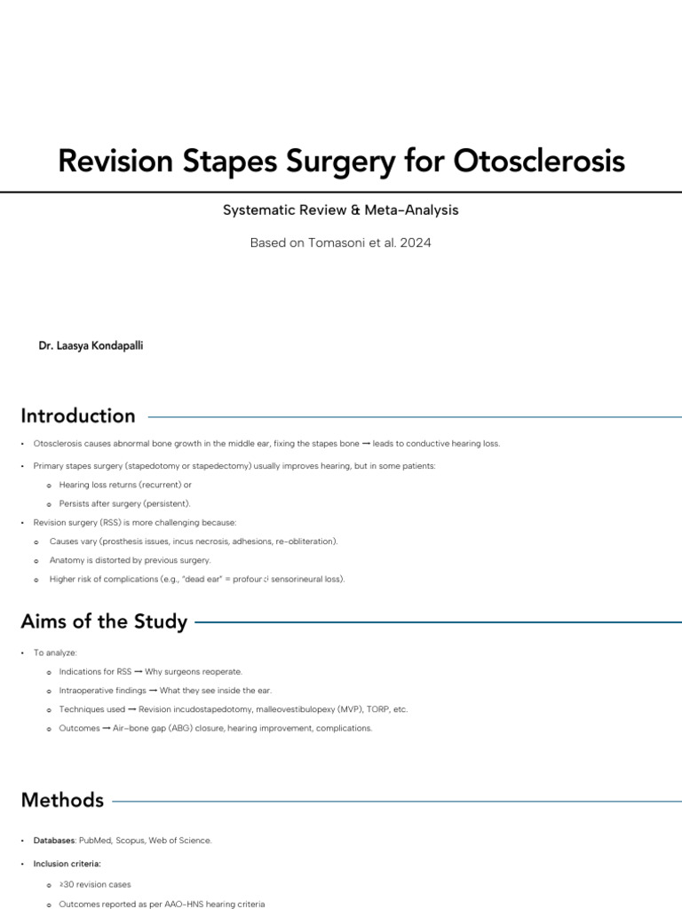 Revision Stapes Surgery for Otosclerosis | PDF | Meta Analysis | Medicine