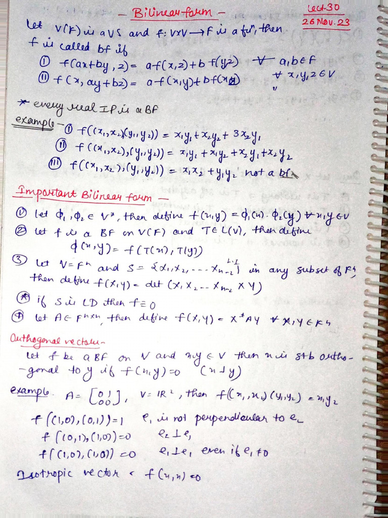 Bilinear and Quadratic Form | PDF