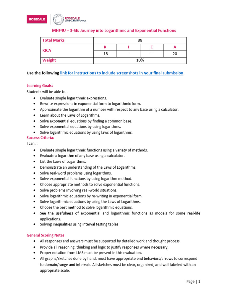 Logarithmic and Exponential Functions Guide | PDF | Logarithm ...